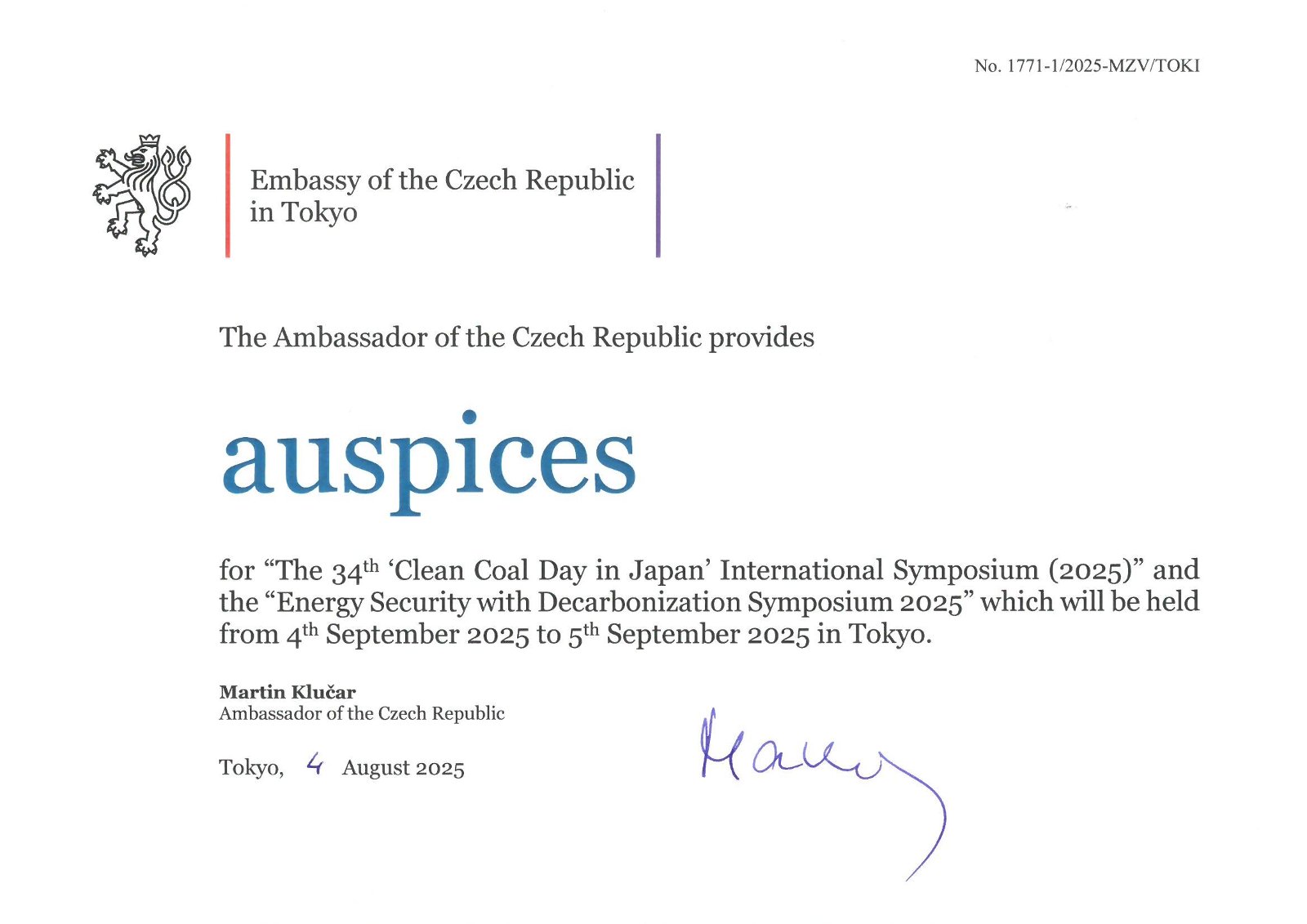 Auspices for "The 34th Clean Coal Day in Japan International Symposium ...